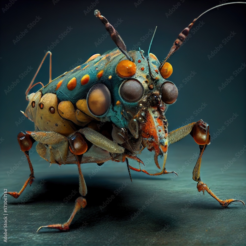 Monstrous alien insect standing. Portrait on isolated background. Stock ...