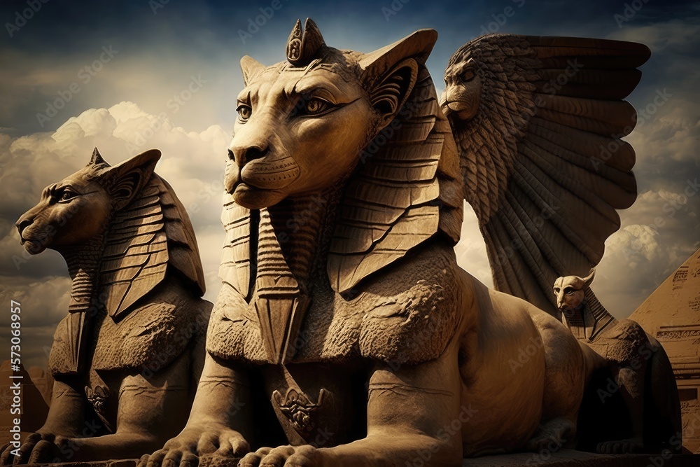 The Powerful Presence of the Sphinxes Generative AI Stock Illustration ...