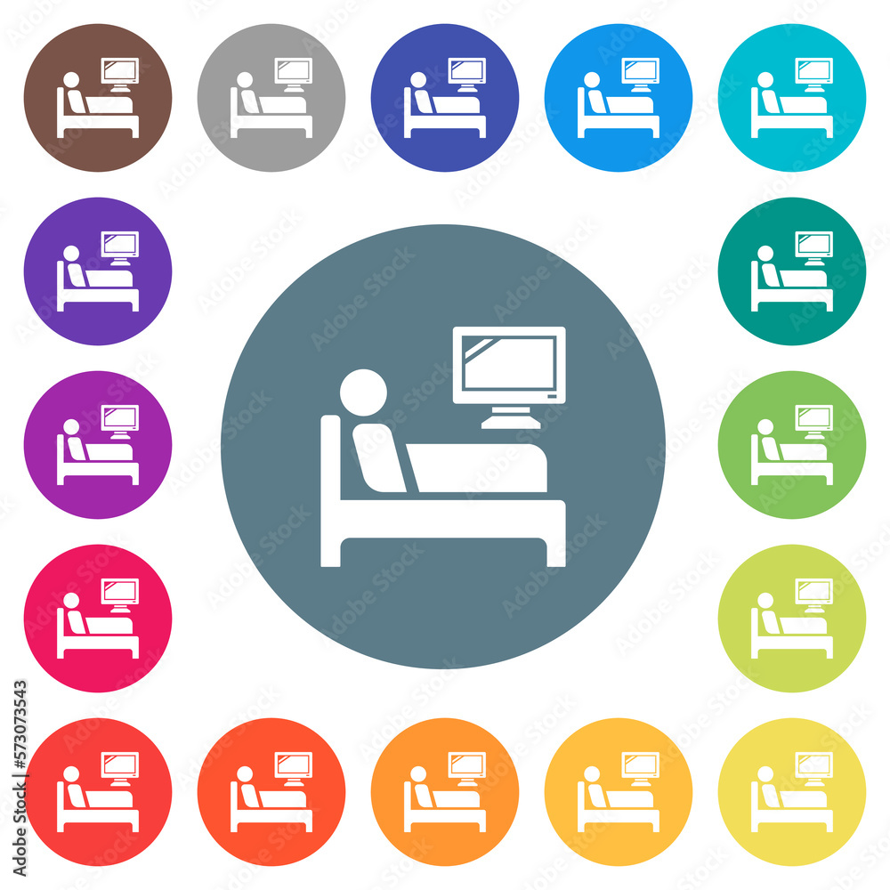 Hospital ward flat white icons on round color backgrounds Stock Vector ...