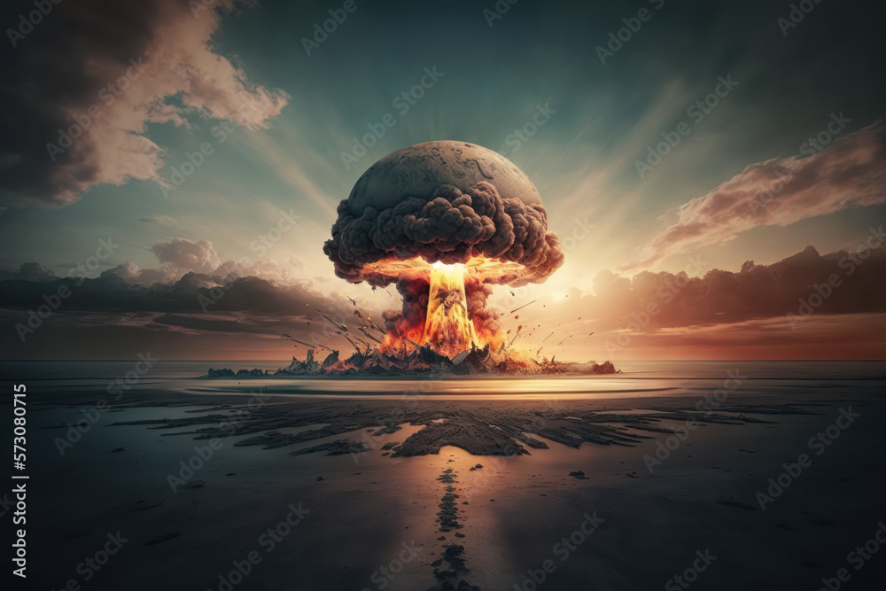 Third world war concept with nuclear giant bombs and chemical weapon ...