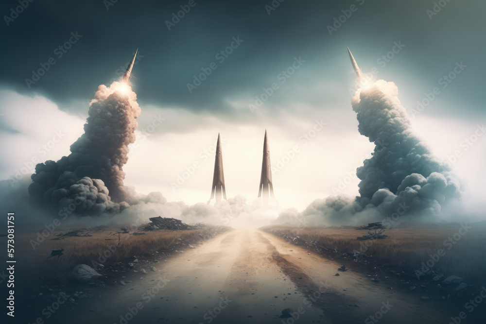 Third world war concept with missiles and warheads ready to launch in ...