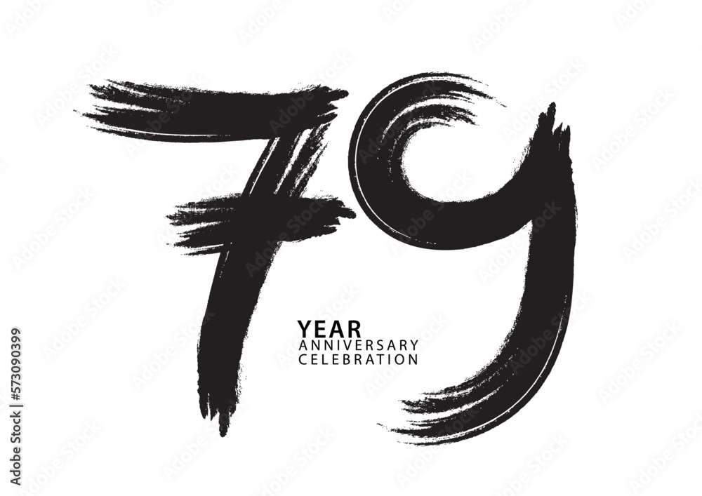 79 year anniversary celebration logotype black paintbrush vector, 79 ...