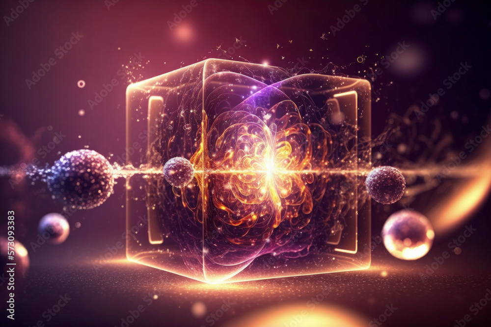 Generative AI Background of Quantum with lighting and black galaxy ...