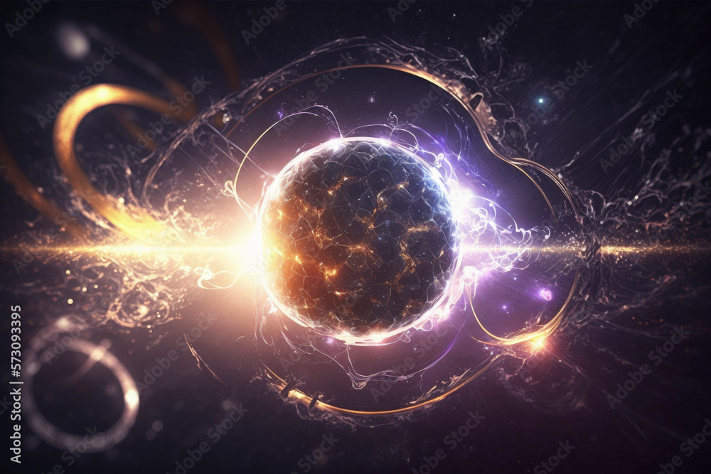 Generative AI Background of Quantum with lighting and black galaxy ...
