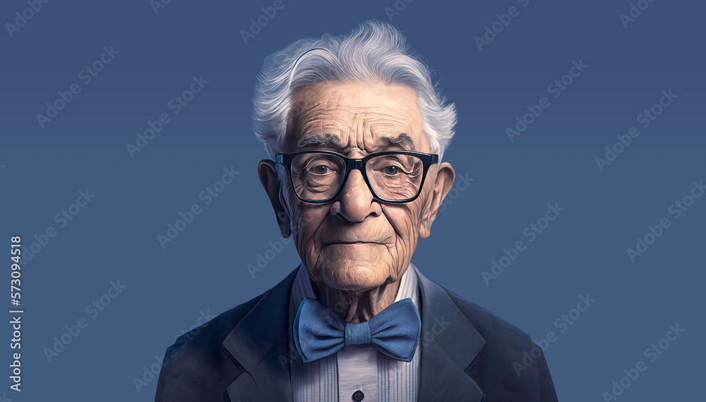 90 year old Caucasian male with confident facial expression head and shoulders created with ...