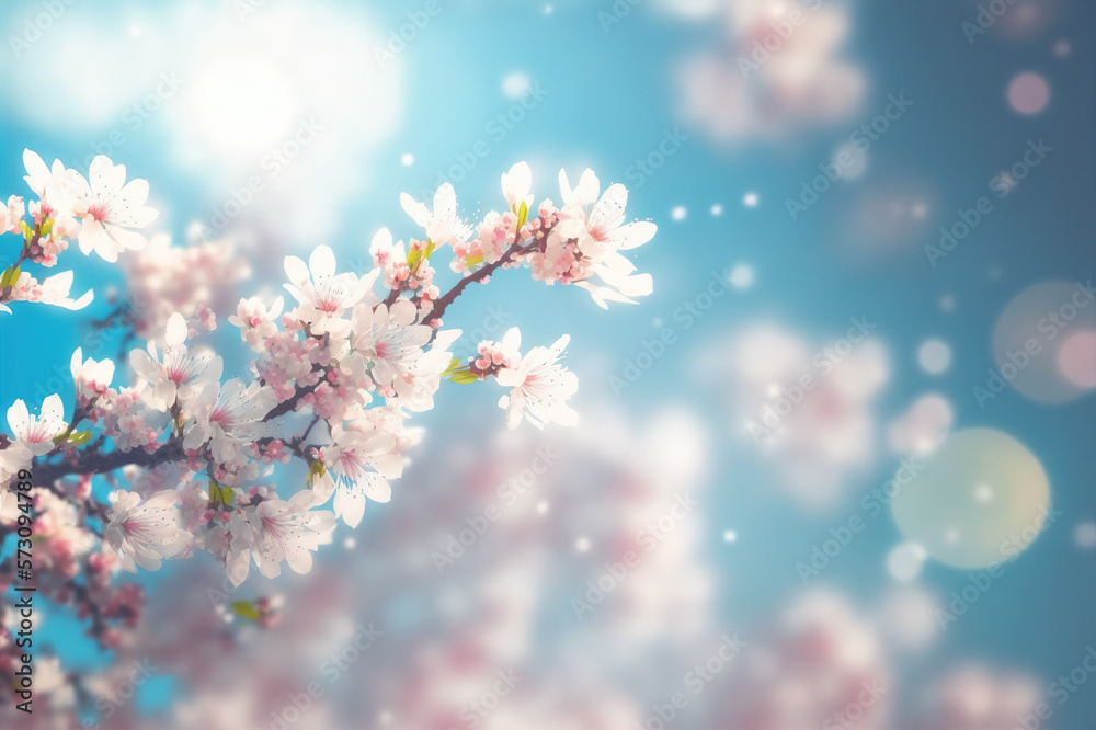 Floral flower spring abstract background of cherry blossom flower in ...