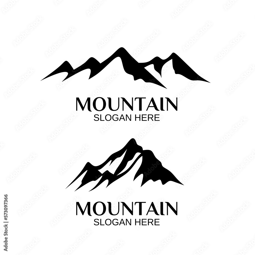 Vetor de Mountain logo with simple minimalist design and contains two ...