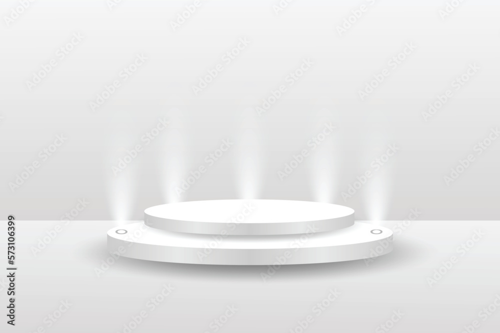 Podium platform for product display with White background vector ...