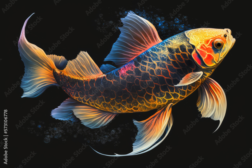 Illustration of Koi Fish, for wallpaper, theme, background, backdrop ...