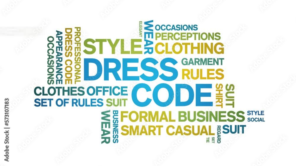 Dress Code animated tag word cloud;text design animation kinetic ...