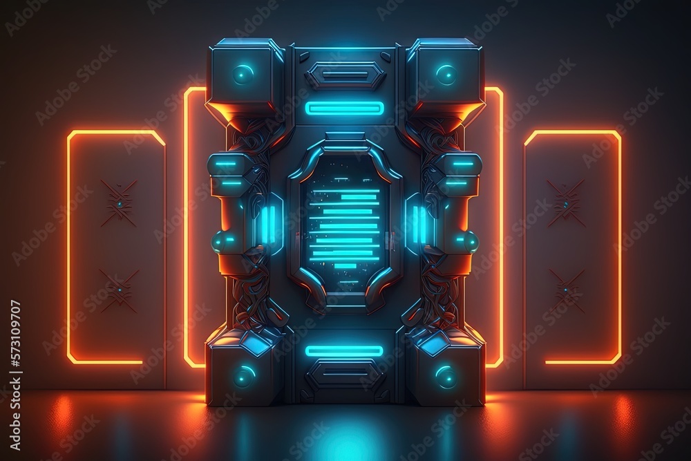 Cyber Sci Fi Futuristic Neon Laser Electric wall Glo . AI generated art ...