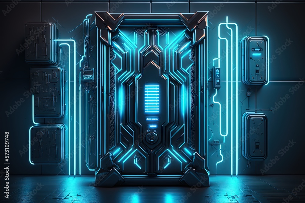 Cyber Sci Fi Futuristic Neon Laser Electric wall Glo . AI generated art ...