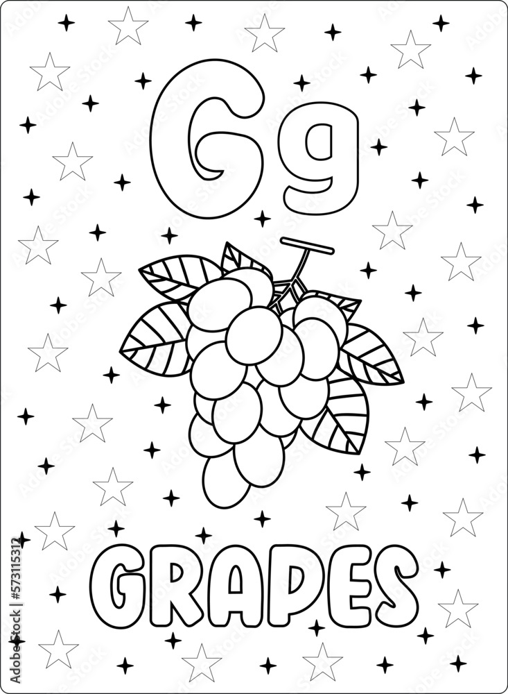 Fruits Alphabet Coloring G Grapes Tracing. Alphabet Letter Tracing ...