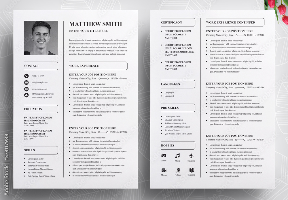 Clean Modern Resume Design Template Stock Template | Adobe Stock