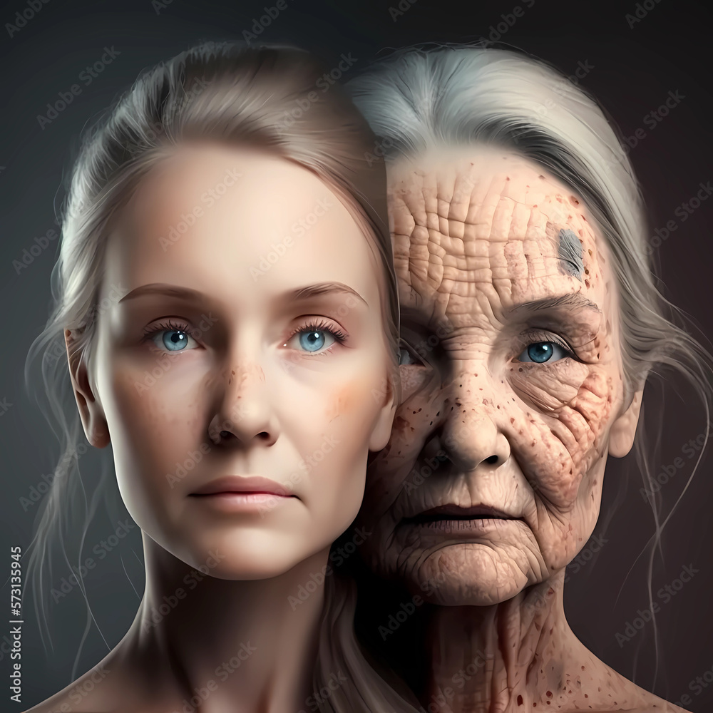 Skin aging, Collagen in young and old skin, Young and Old Comparison ...