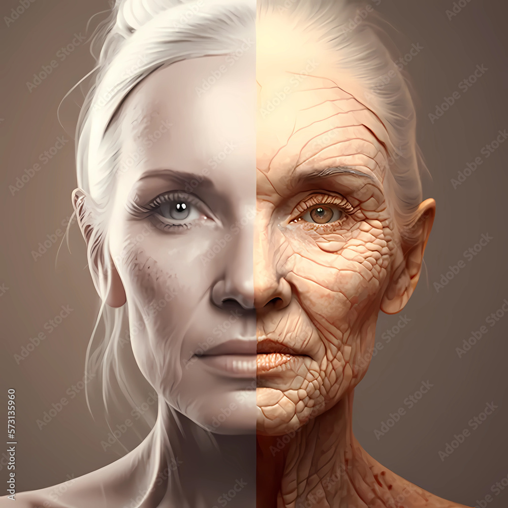 Skin aging, Collagen in young and old skin, Young and Old Comparison ...