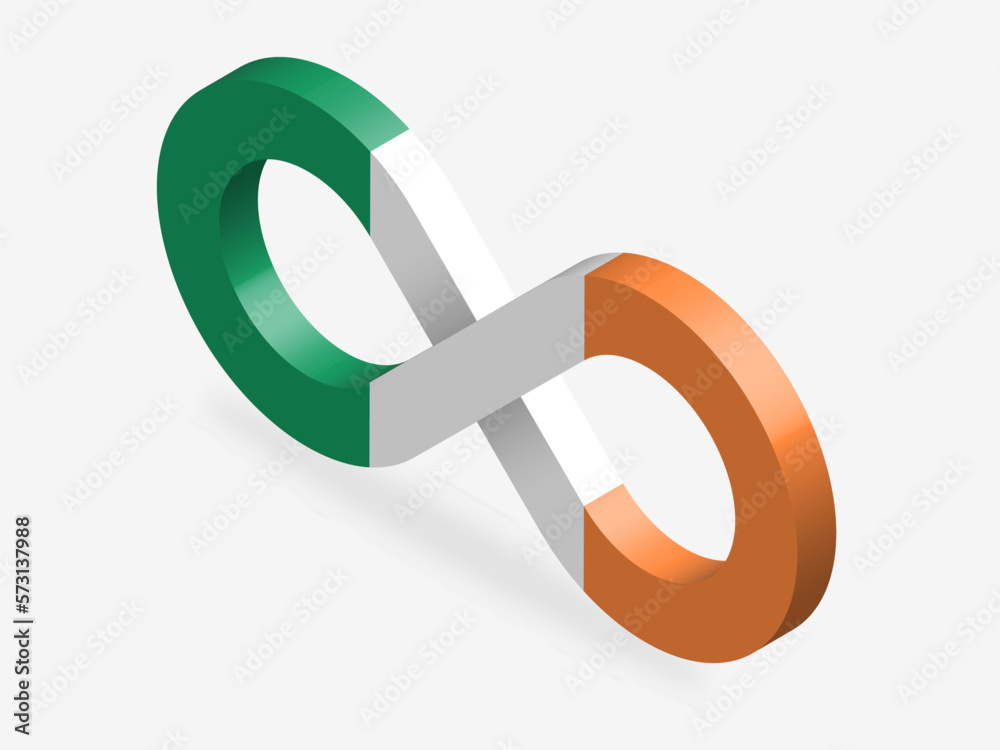 Flag of Ireland patriotic vector design. 3D infinity in national flag ...