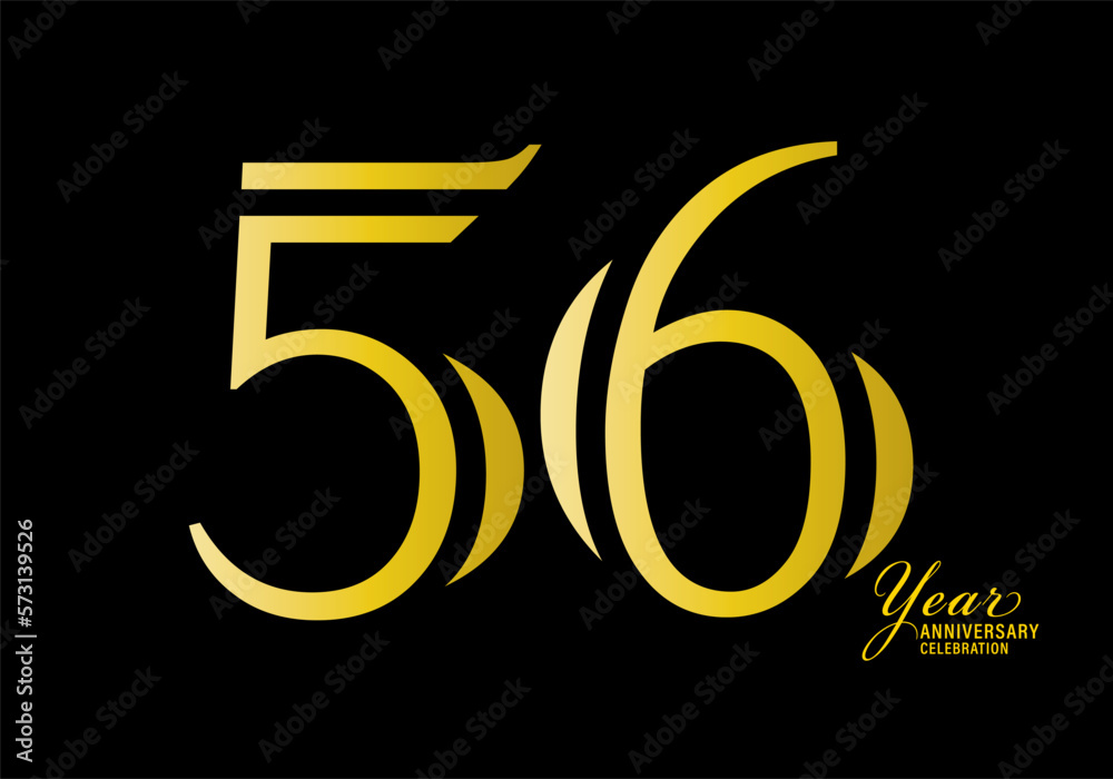 56 years anniversary celebration logotype gold color vector, 56th ...