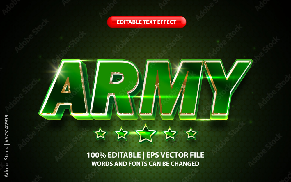 Army text, editable 3d text effect template, 3d bold green gradient ...