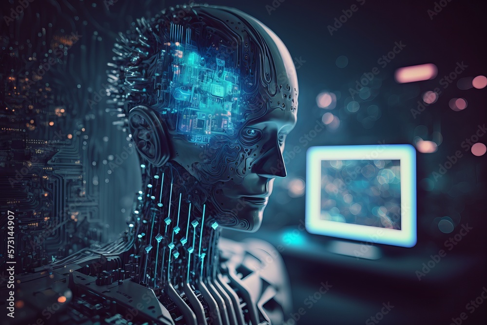 Artificial intelligence AI Machine learning or Research of robot and ...