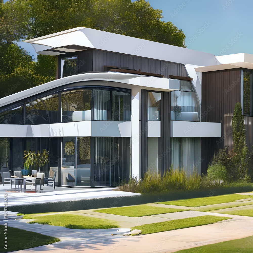a modern house with a curved roof and all glass exterior 2 ...