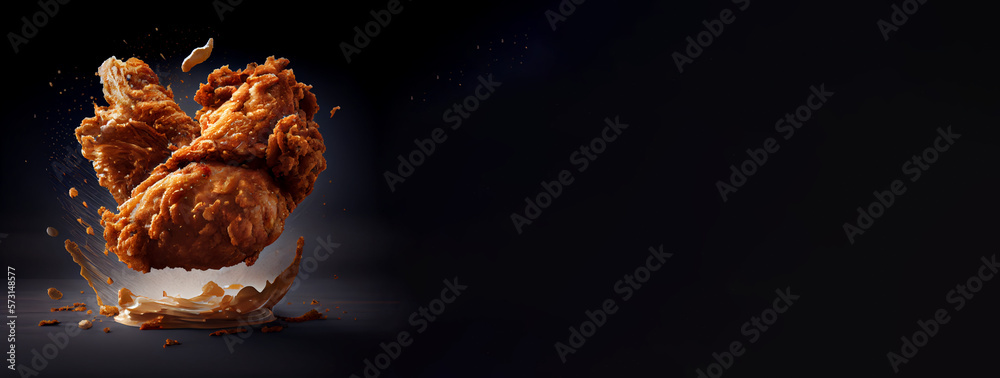 fried chicken realistic 3D, product showcase for food photography ...