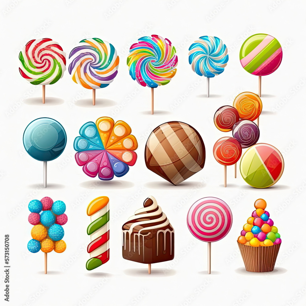 Collection of cute cartoon candy ,happy and smile character, vector ...
