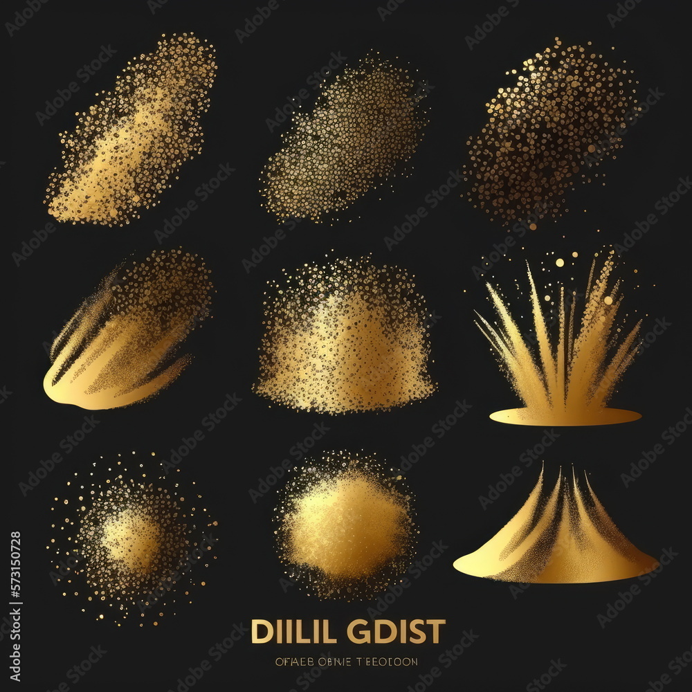 Collection set of gold dust vector illustration, Made by AI,Artificial ...