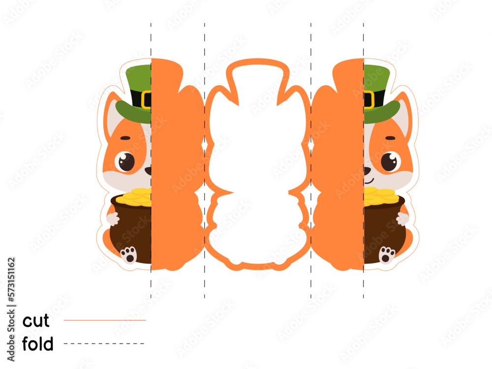 Cute dog in green leprechaun hat holds bowler with gold coins. Irish ... Cute dog in green leprechaun hat holds bowler with gold coins. Irish ...