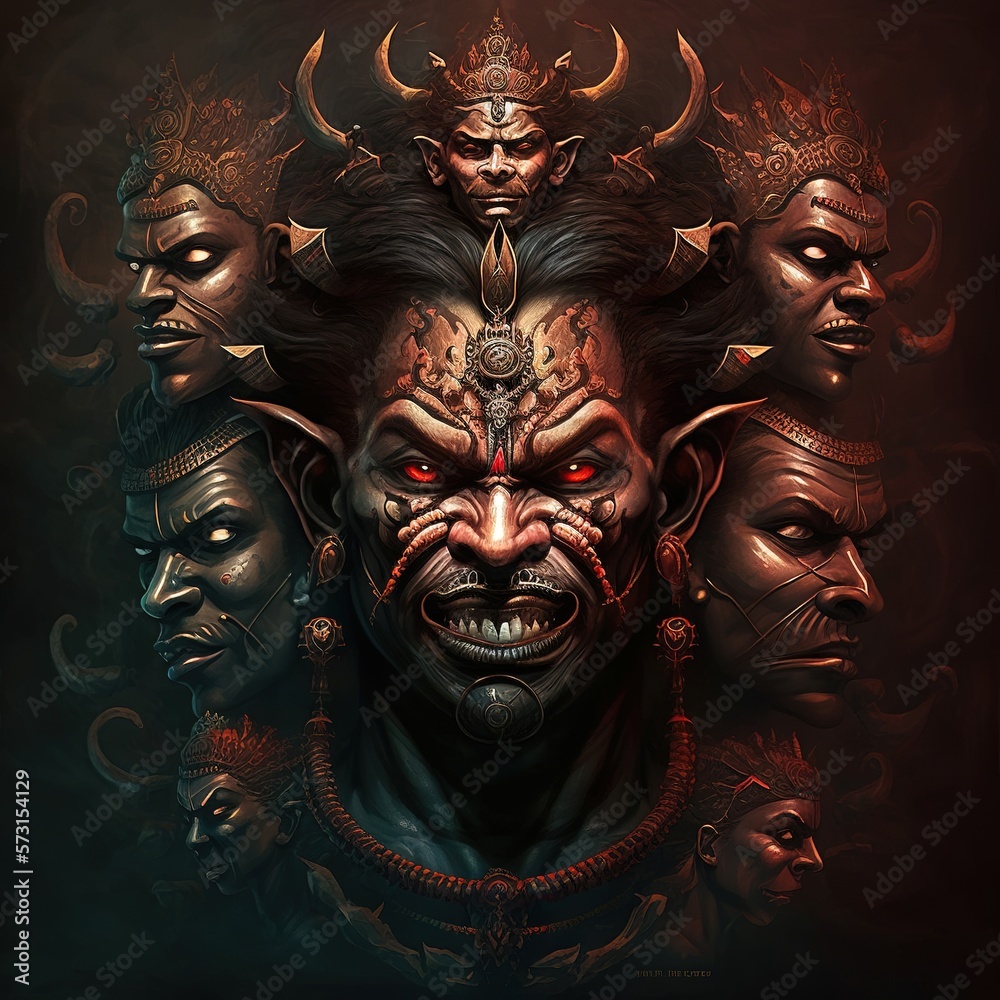 Ravana was a mythical multi-headed rakshasa king generative AI Stock ...
