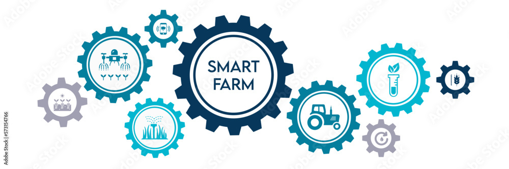 Vecteur Stock smart farm banner web icons / agriculture technology ...
