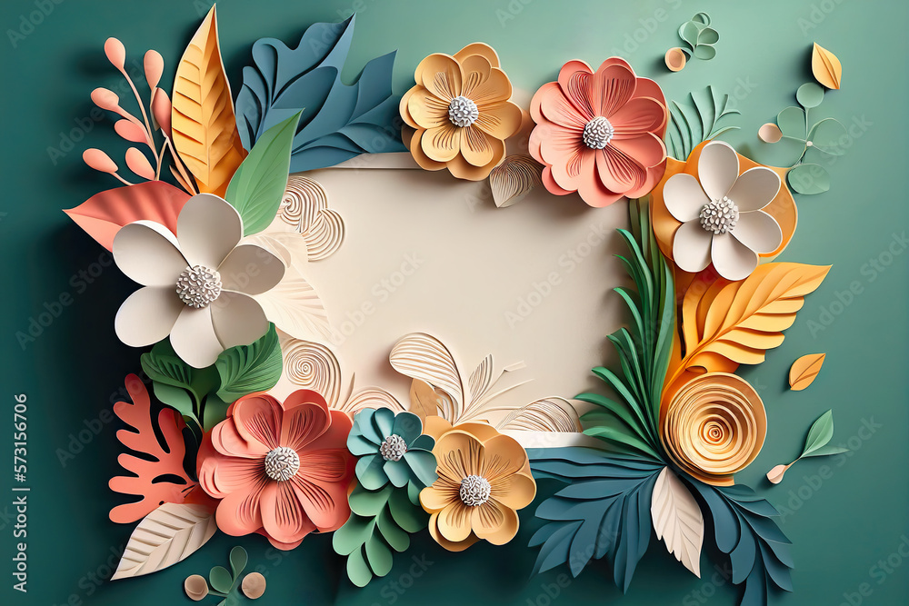 Blank paper for text with a beautiful flower floral pastel paper craft ...