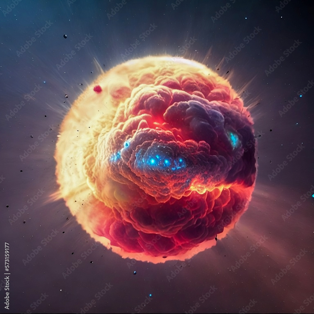 A beautiful neon like planet exploding in sapce. AI Art Stock ...