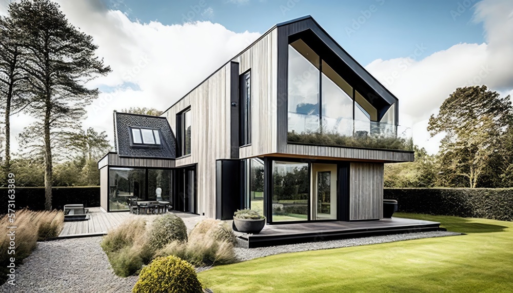 Super Luxury H-Shaped Scandinavian House with Grey Ash Wood and Glass ...
