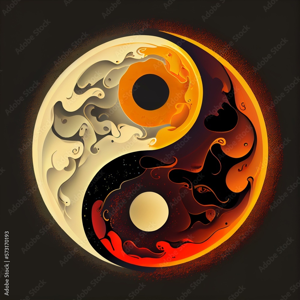 Yin Yang, cartoon style AI Generated Stock Illustration | Adobe Stock