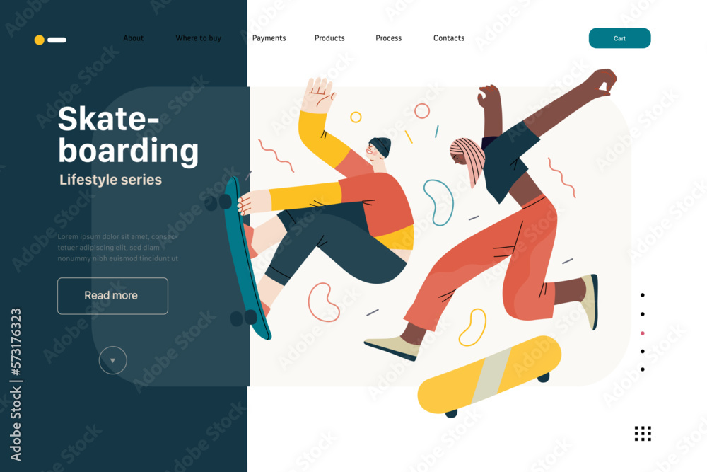 Lifestyle website template - Skateboarding - modern flat vector ...