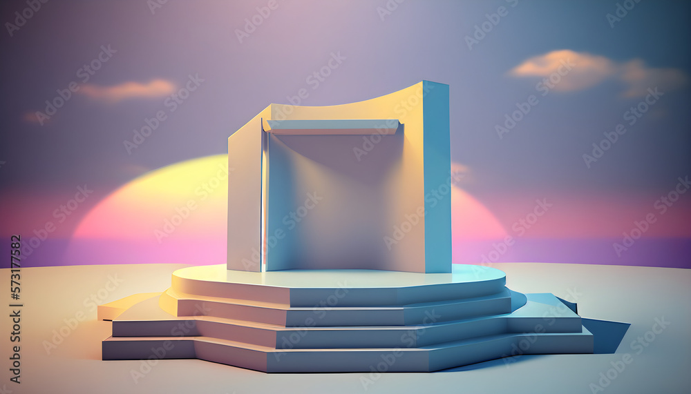 AI Generated, 3D product display stage with lighting, cosmetic product ...