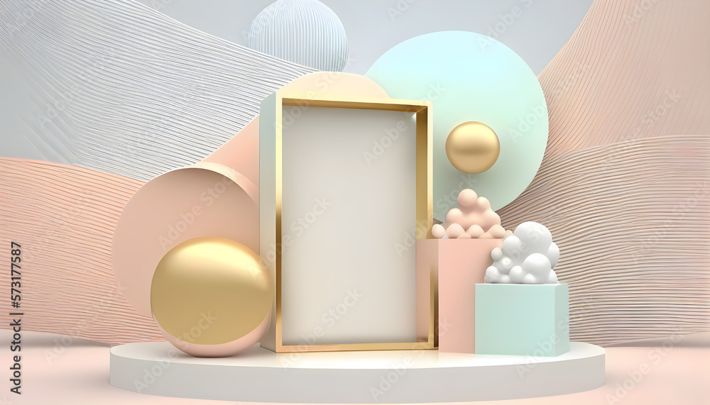 AI Generated, 3D product display stage with lighting, cosmetic product ...