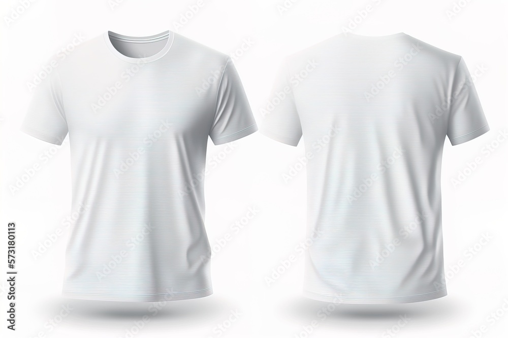 White color blank men T-shirt template invisible model body, empty ...