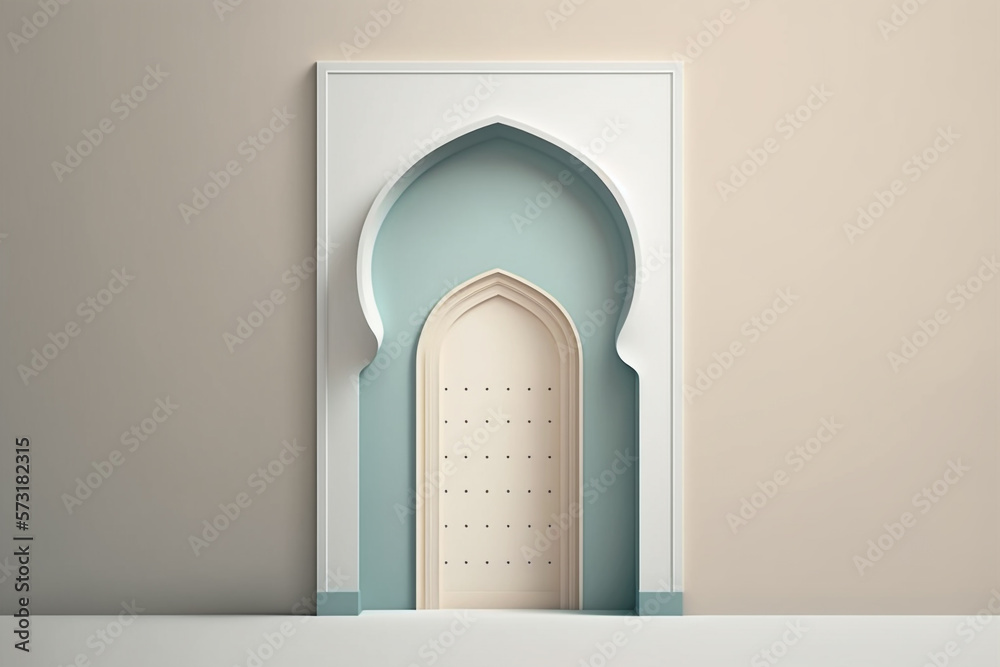 a minimalist mosque door illustration that embodies simplicity and ...