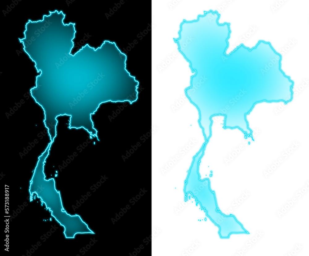 thailand map blue glow futuristic transparent background transparent ...