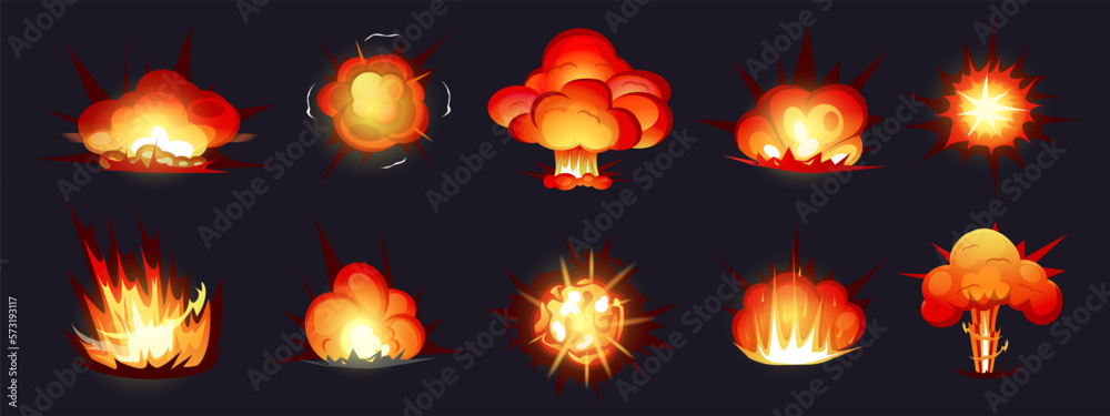Superhero blowing explosion. Bomb destruction. Comics atomic fire ...