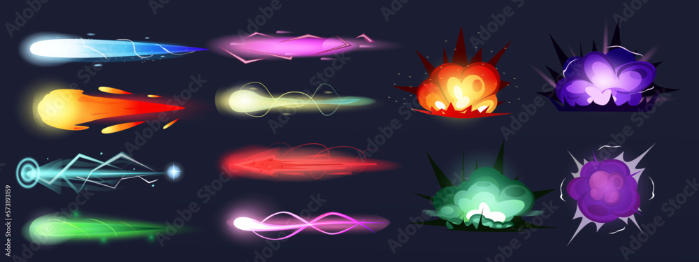 Poda technology. Blast shots effect. Comic energy ray or blaster attack ...