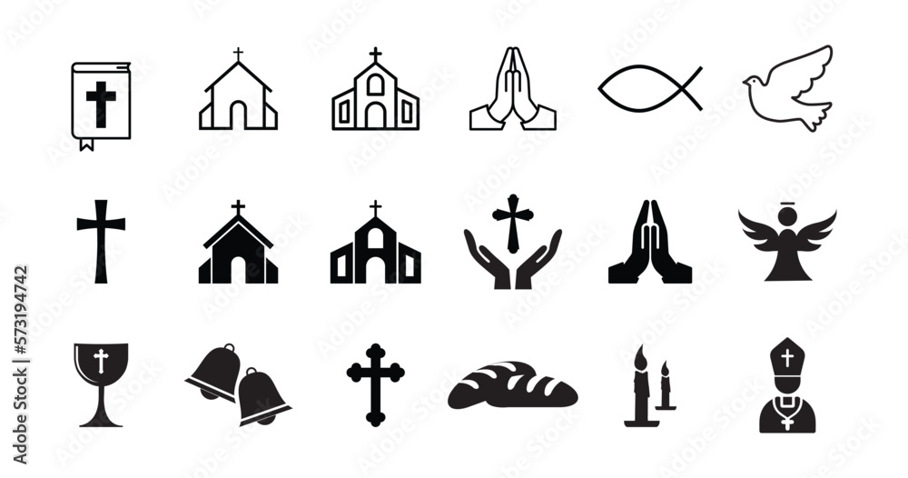 Christianity vector icon set. Religion signs icon vector design ...