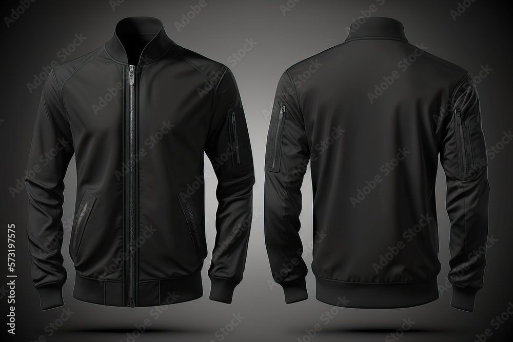 Black jacket for men, blank template for graphic design front and back ...