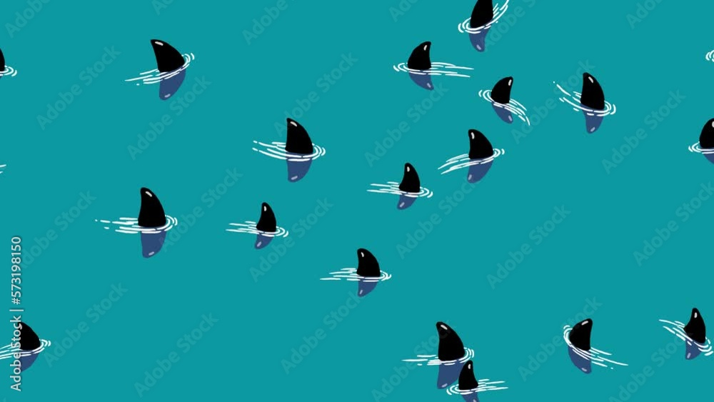 Sharks cartoon isolated water reflection version alpha channel. Cute ...