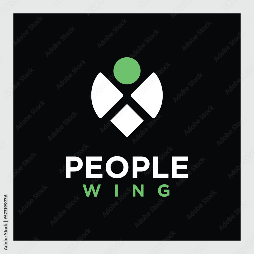 freeman logo, people and wings, combination logo with white and green ...