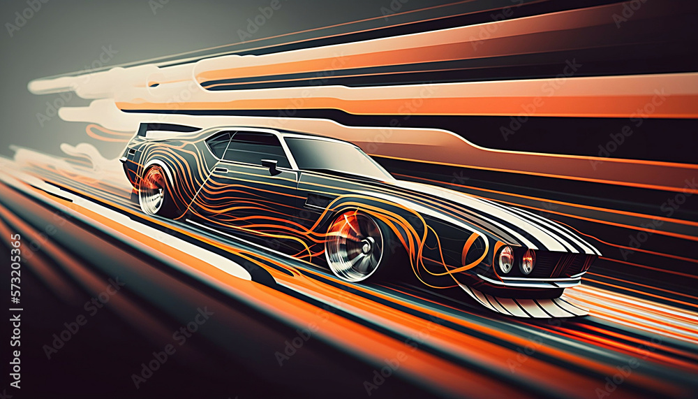 vintage retro style illustration of a passanger plane in sunset sunrise ...