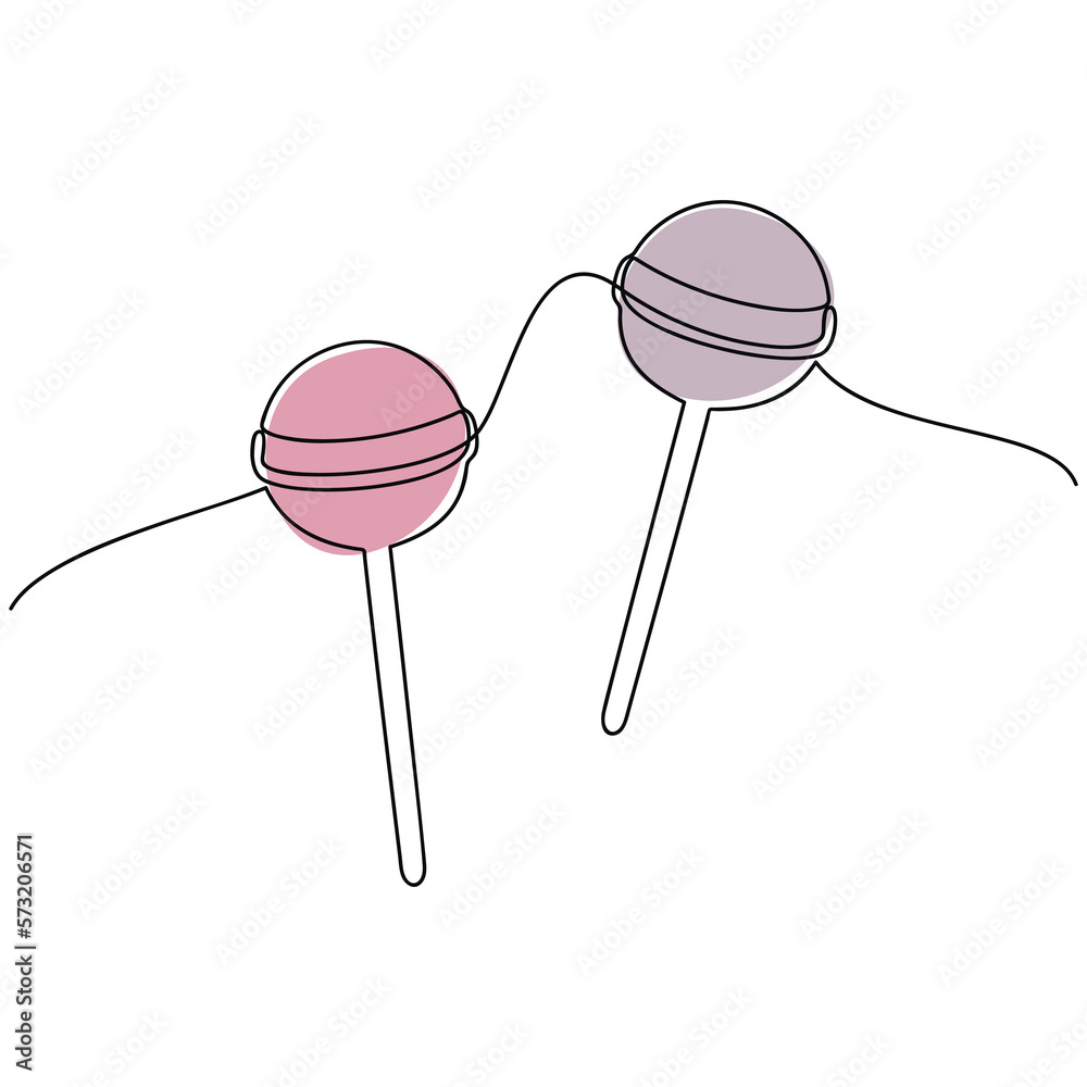 Two lollipop sticks vector one line continuous drawing illustration ...