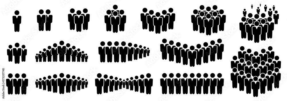 People icon set in flat style, crowd signs, persons symbol infographics ...